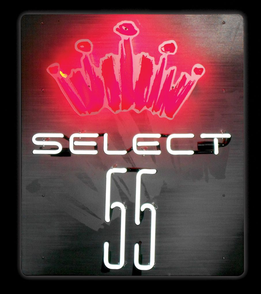 Breweriana neon sign, "Bud Select 55," NOS cond, 30"H x 25"W.