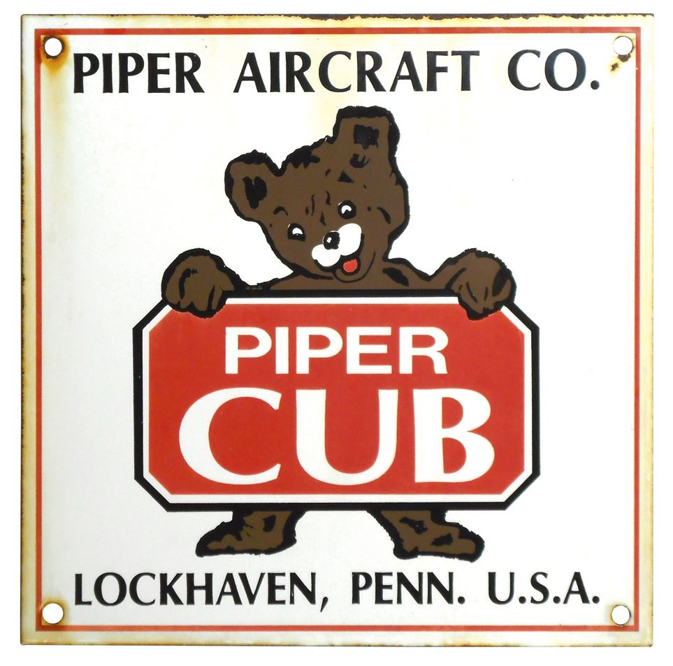 Aircraft sign, porcelain Piper Aircraft Co. Piper Cub-Lockhaven, Penn ...