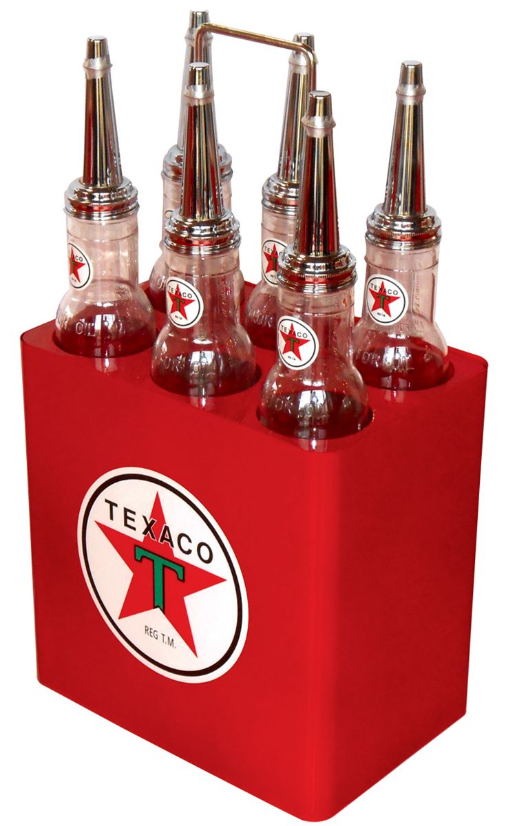 Petroliana, Texaco metal replica oil bottle display rack w/6 embossed ...