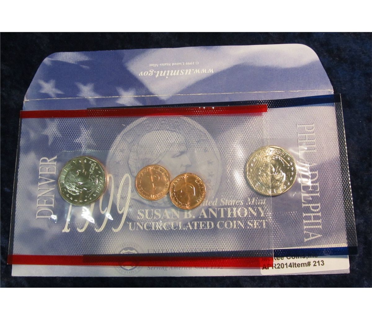213. 1999 P & D Susan B. Anthony Uncirculated Coin Set in U.S. Mint ...