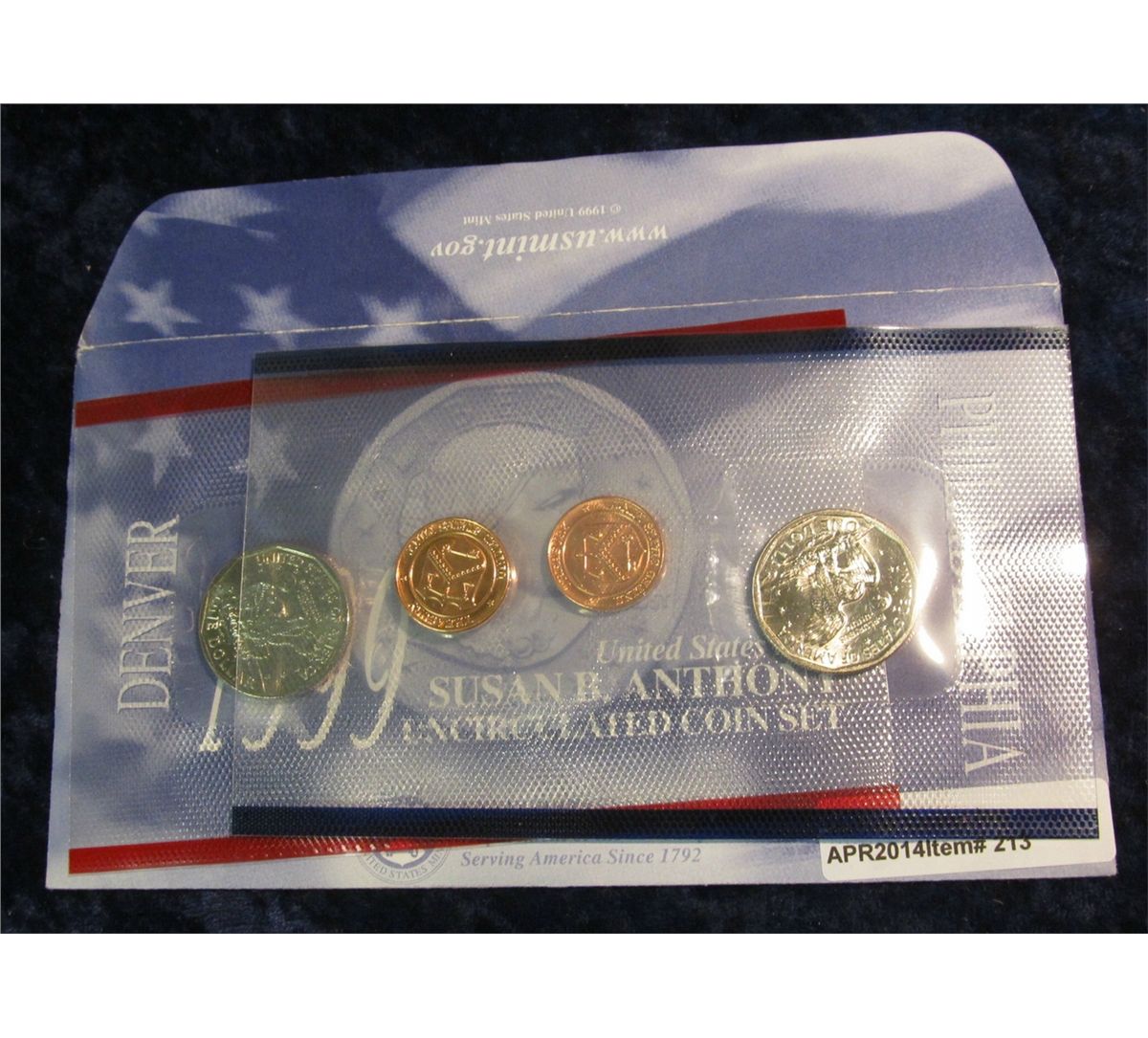 213. 1999 P & D Susan B. Anthony Uncirculated Coin Set in U.S. Mint ...