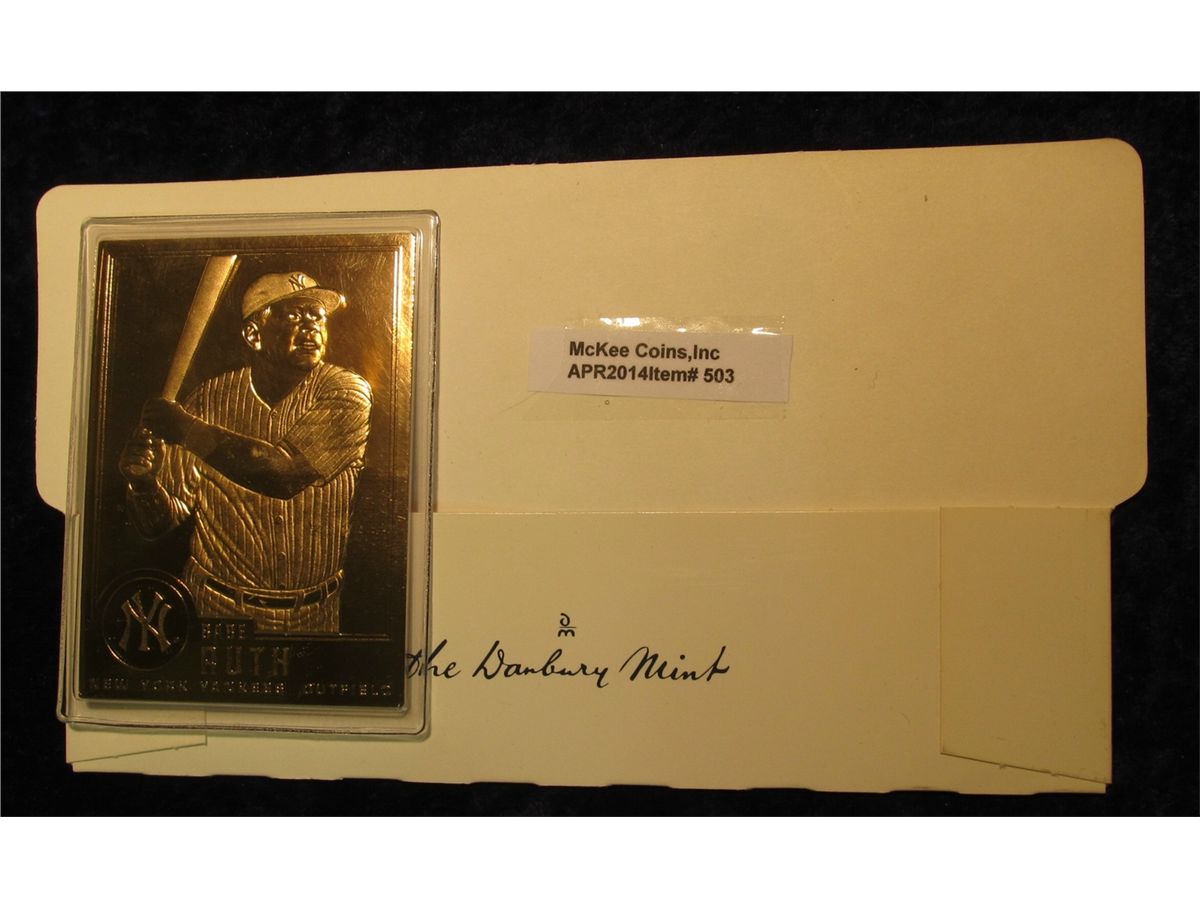503. 1996 24K Gold-plated "Babe Ruth" Baseball Card in Danbury Mint ...