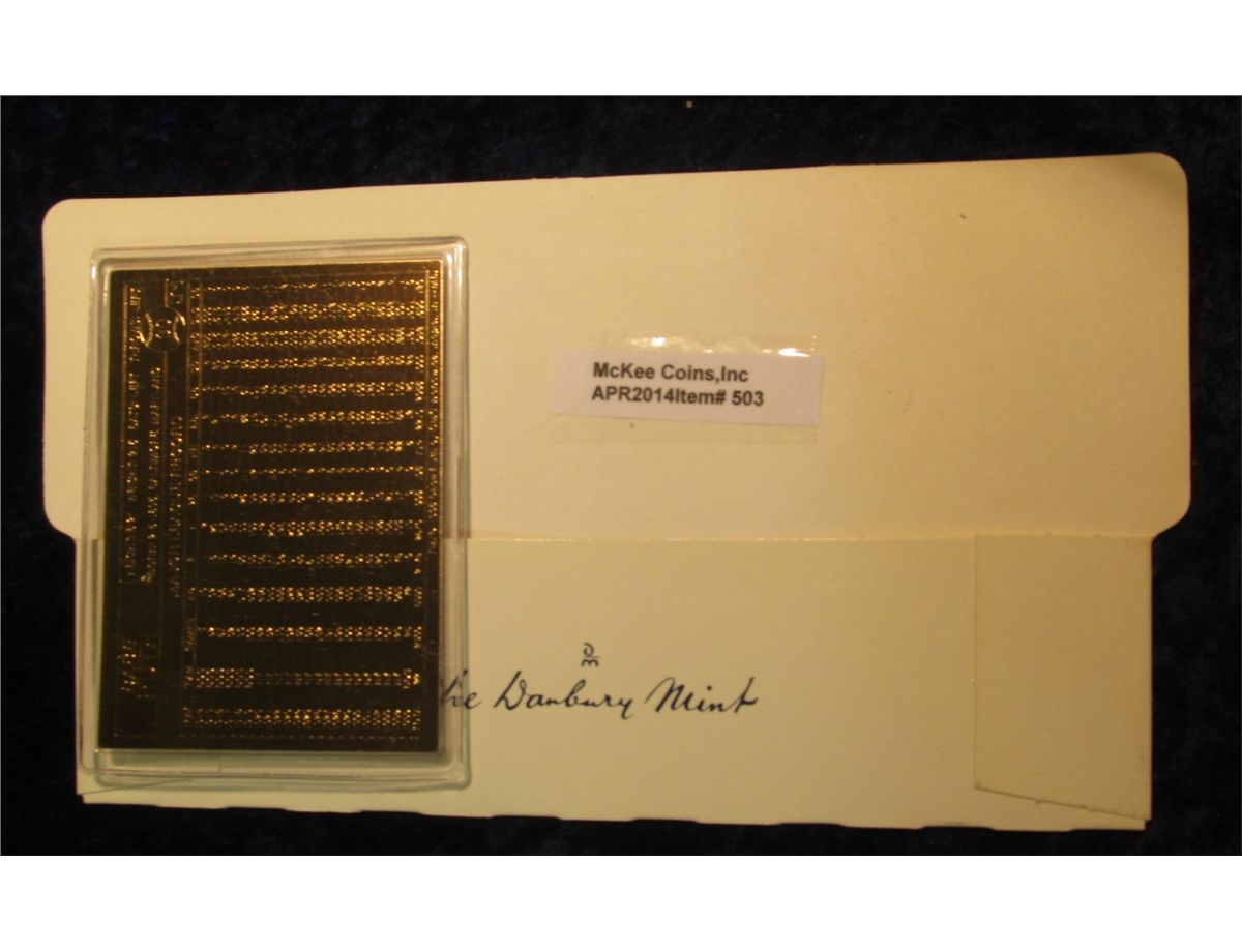 503. 1996 24K Gold-plated "Babe Ruth" Baseball Card in Danbury Mint ...