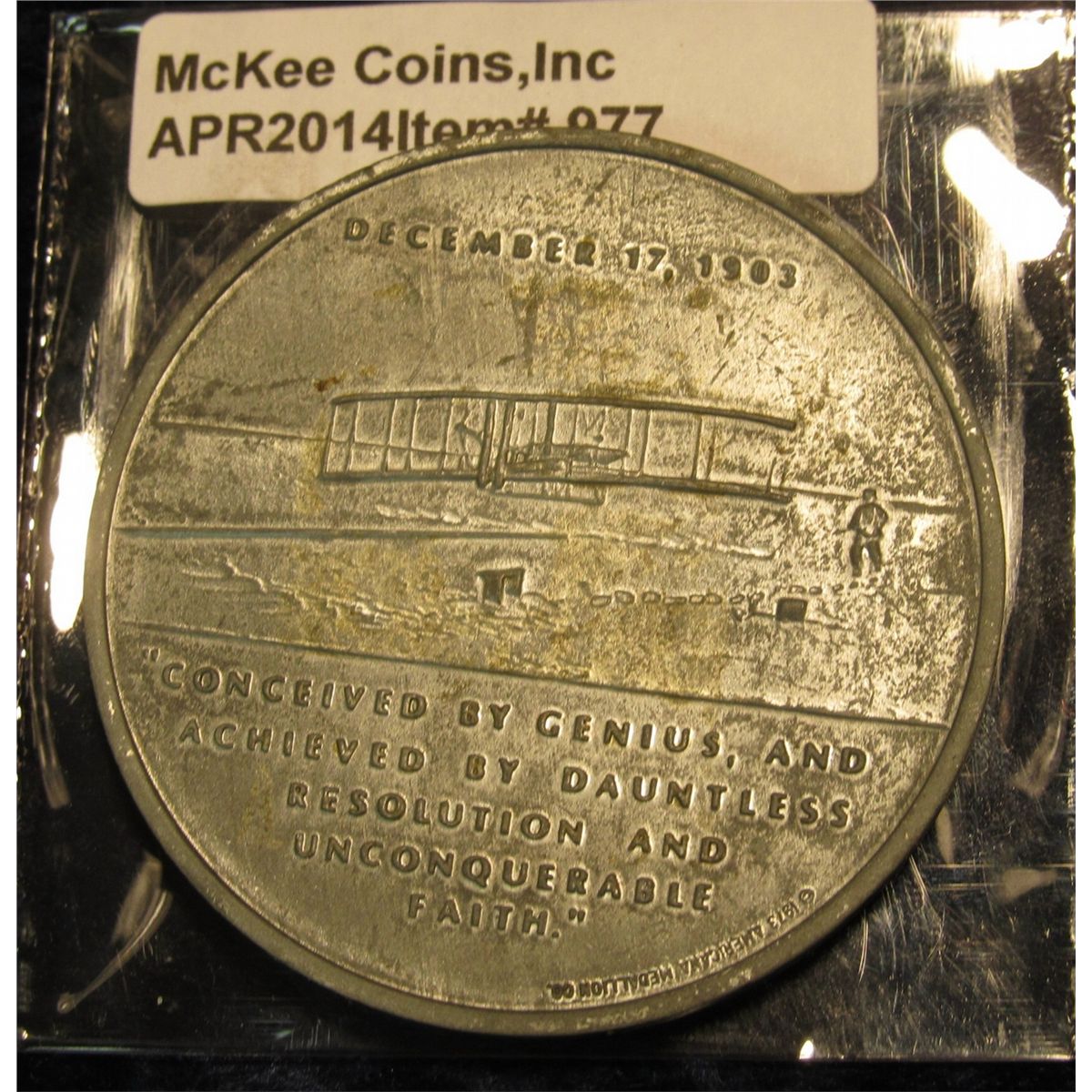 977. LARGE (50mm) Wright Brothers Medal, marked ©1973 Americana ...