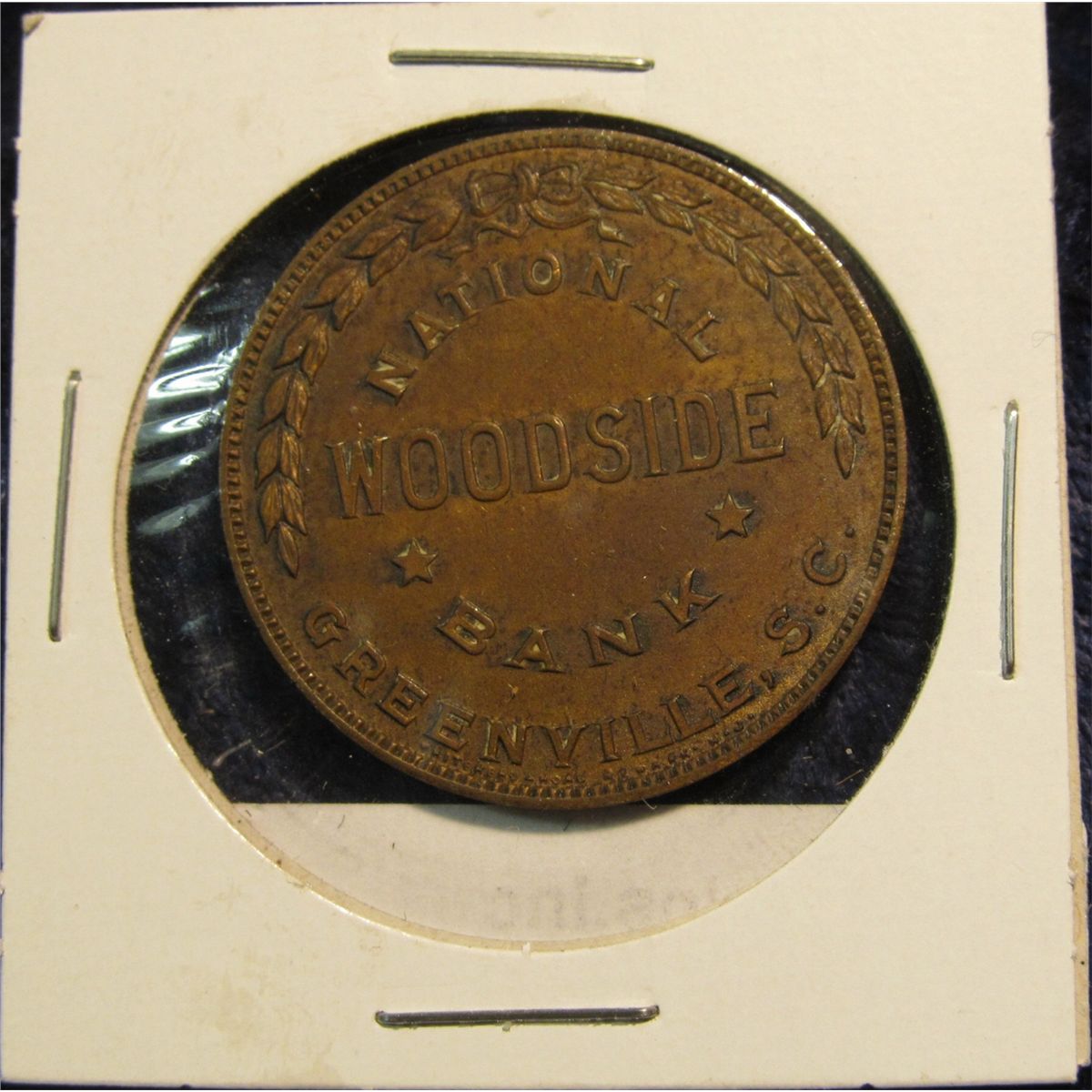 1150. 1923 National Woodside Bank, Greenville, SC token / medal ...