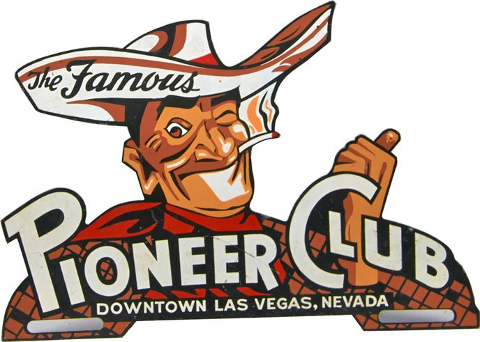 "The Famous Pioneer Club" Die-Cut Tin License Plate Fra