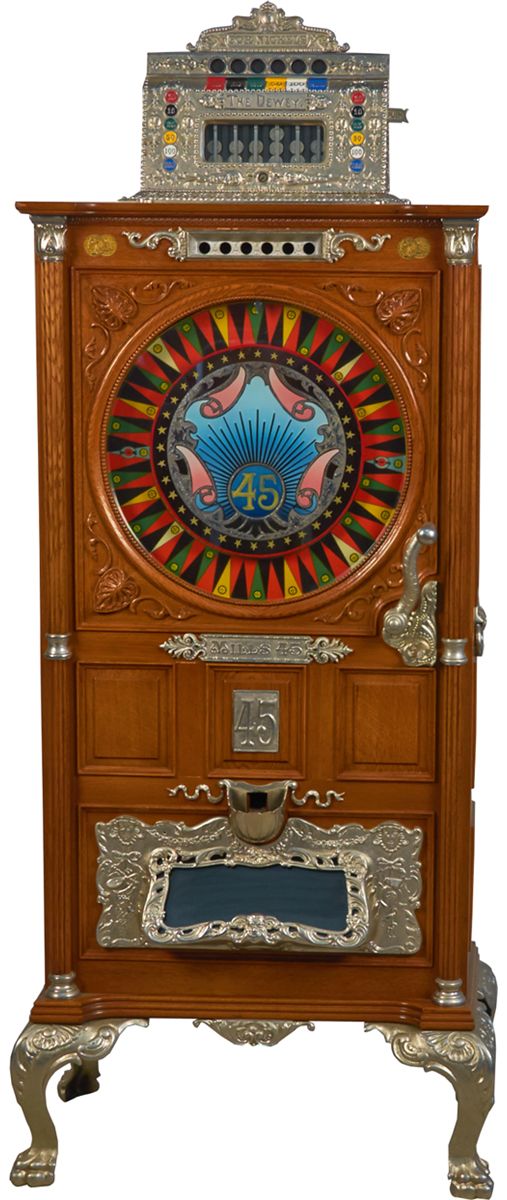 5 Cent Dewey Style Upright Floor Wheel Slot Machine