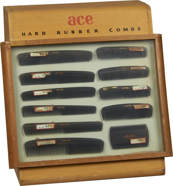Ace Hard Rubber Combs Countertop Display Case w/ Combs