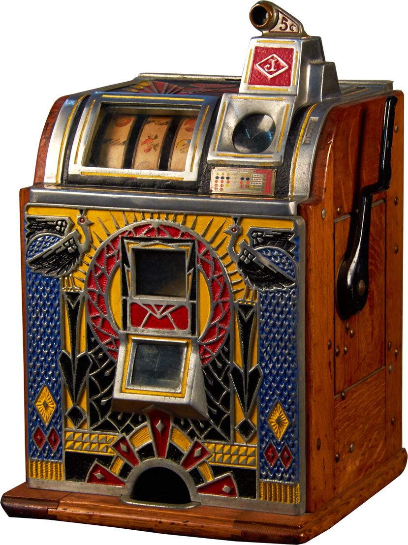 5 Cent O.D. Jennings Victoria Silent "Peacock" Slot