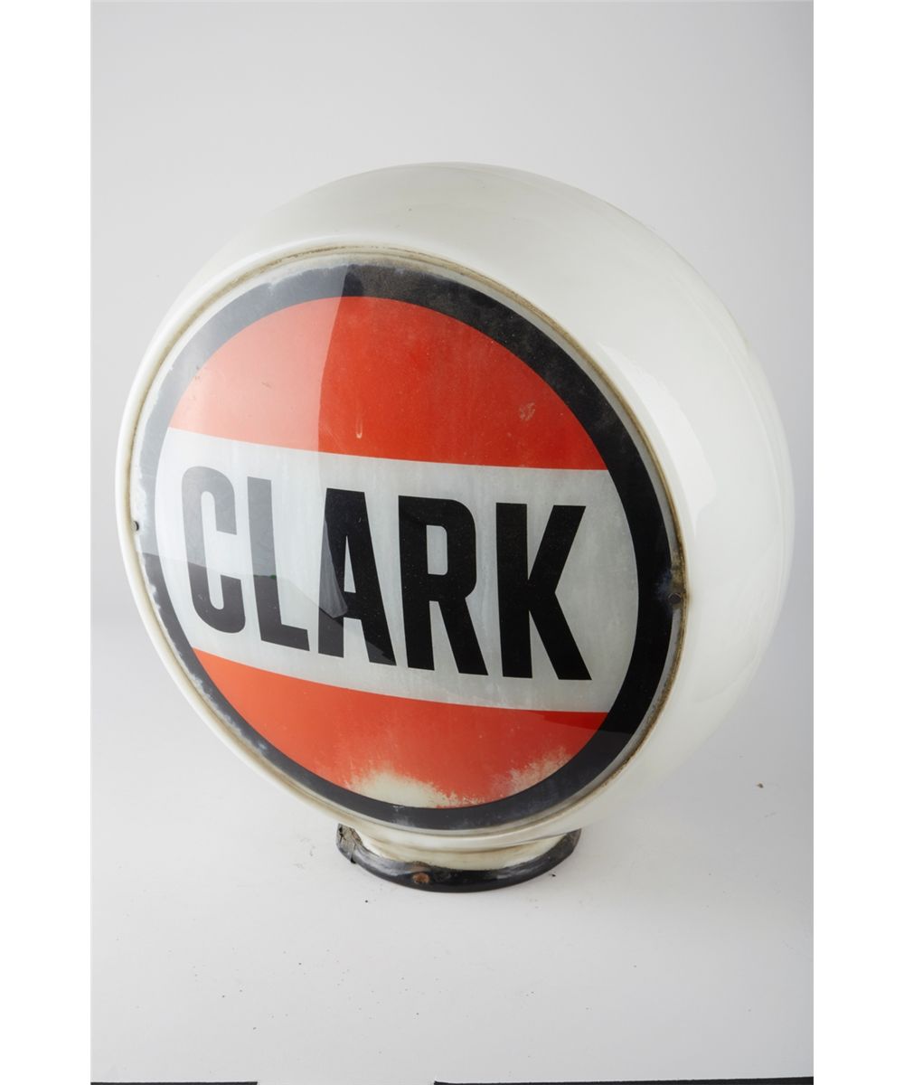 Clark Milk Glass Gas Pump Globe Top Sign