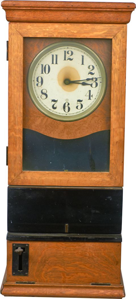 Antique Oak Time Recorder Clock