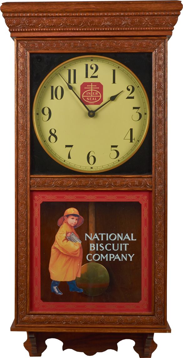 National Biscuit Company Wall Mount Oak Pendulum Clock