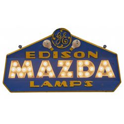 G.E. Edison Mazda Lamps Light-Up Advertising Sign