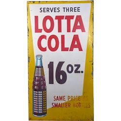 Large Lotta Cola Embossed Tin Advertisement Sign