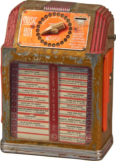 5 cent Buckley Music Systems, Metal Jukebox Wall Box