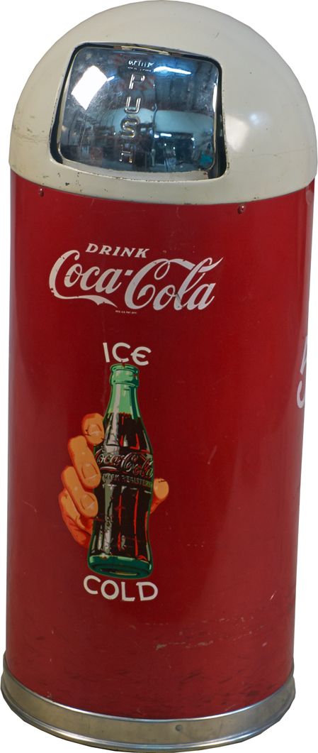Drink Coca Cola Tall Metal Cylinder Trash Can