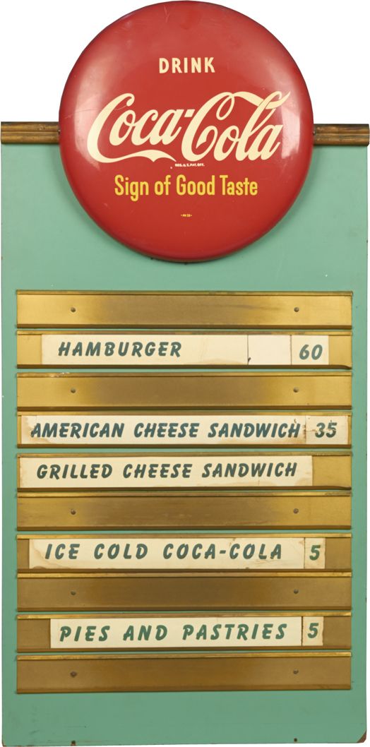 Coca Cola Menu Board Sign w/ Drink Coca Cola Button