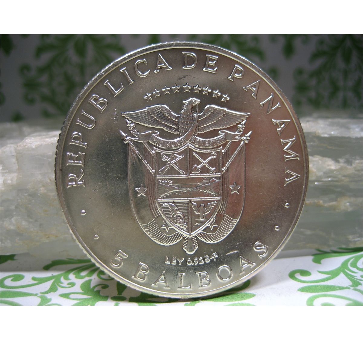 REPUBLICA DE PANAMA 1970 5 BALBOA .925 FINE SILVER COIN