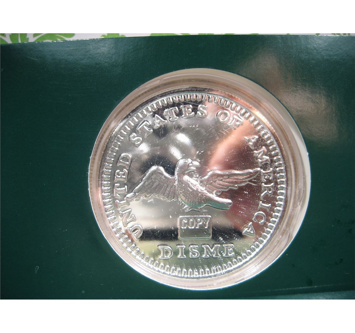 1792 Silver Disme from Historic Replica Coins of America 2'' ROUND 89.2 ...