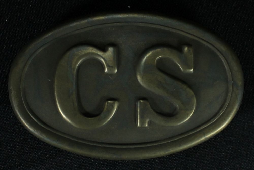 CS Civil War Military Brass Soldier Belt Buckle