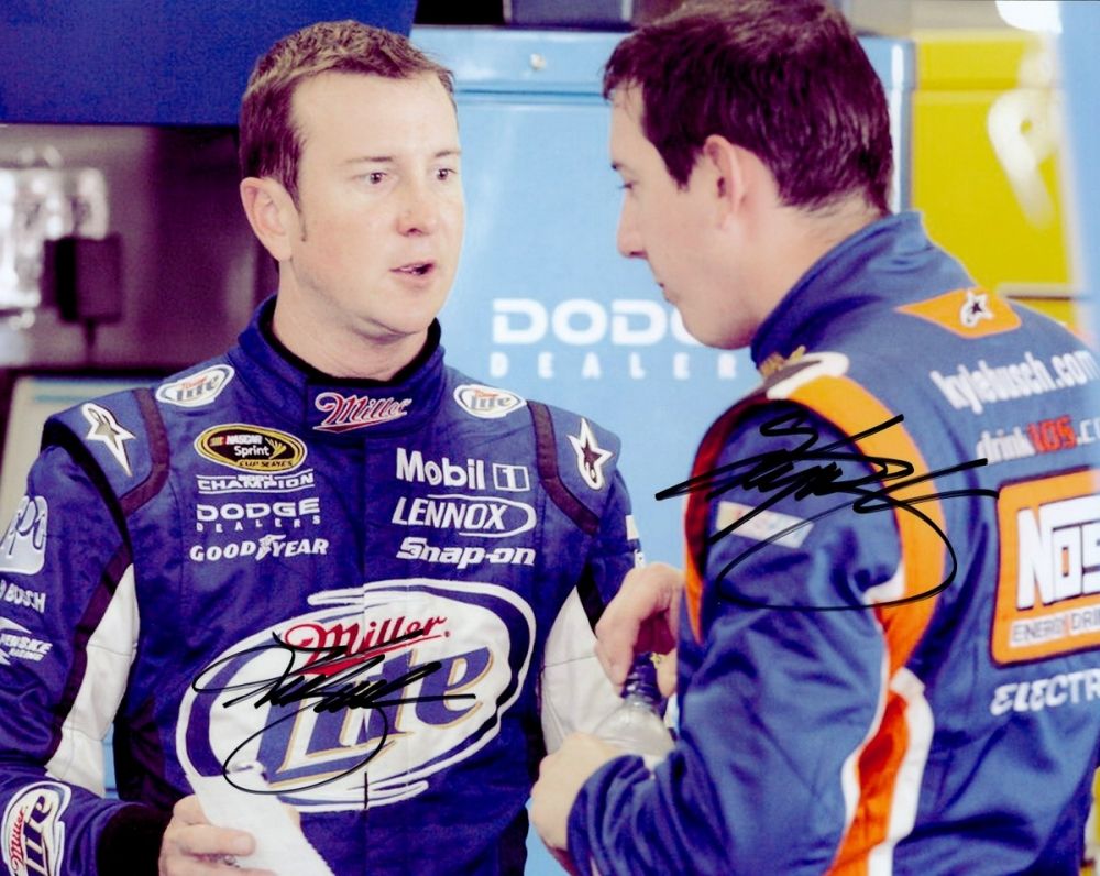 Kyle Busch & Kurt Busch Signed NASCAR 8x10 Photo (PA LOA)