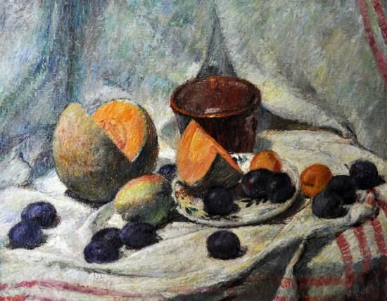 Antique oil painting by Geza Kende Fruits