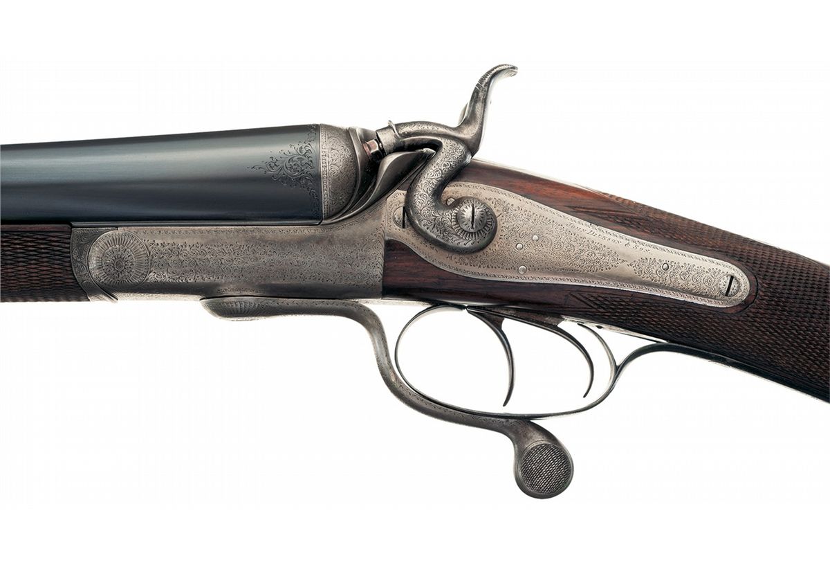 Engraved John Dickson & Son Double Barrel 10 Gauge Hammer Shotgun with ...
