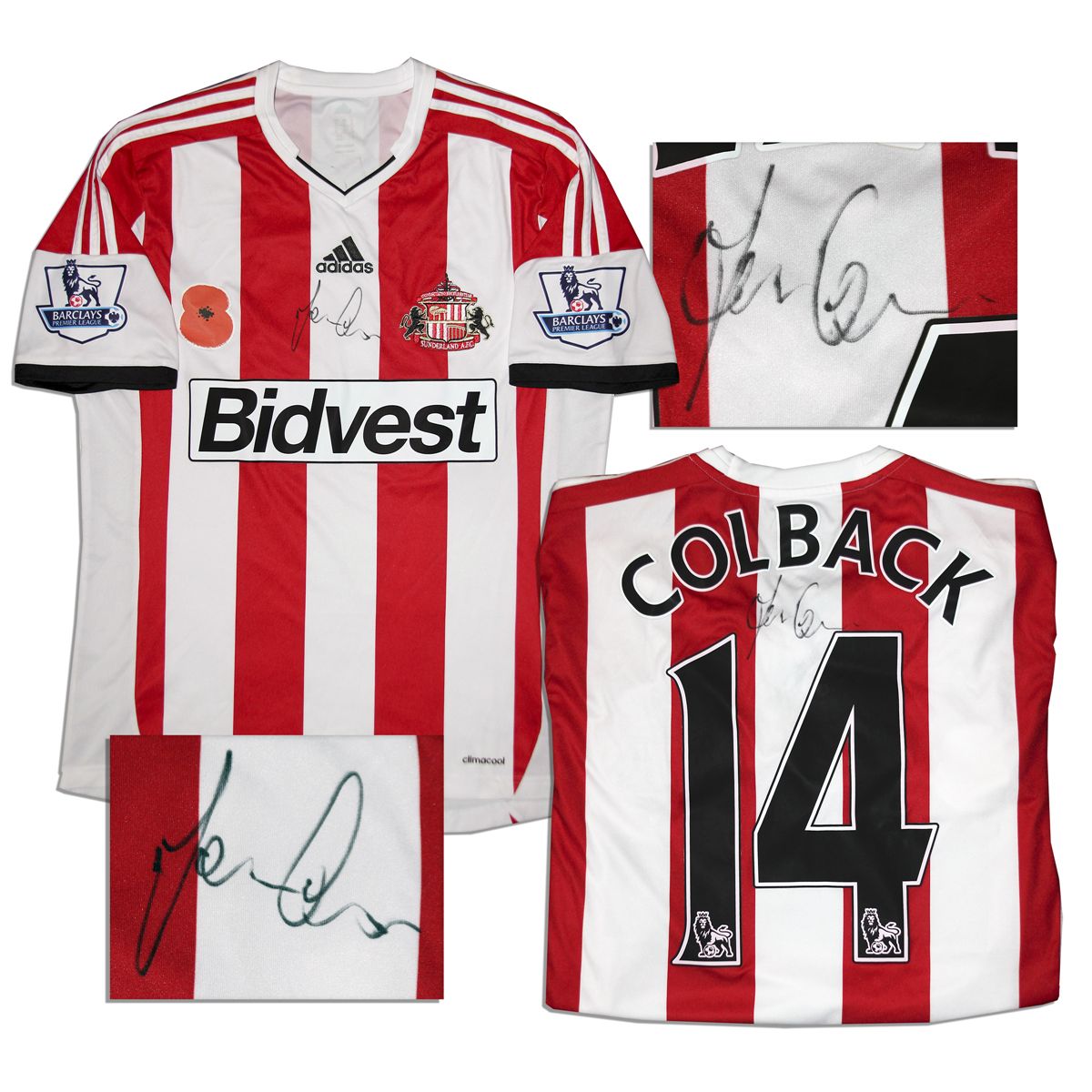Jack Colback Match Worn Sunderland Football Shirt Signed