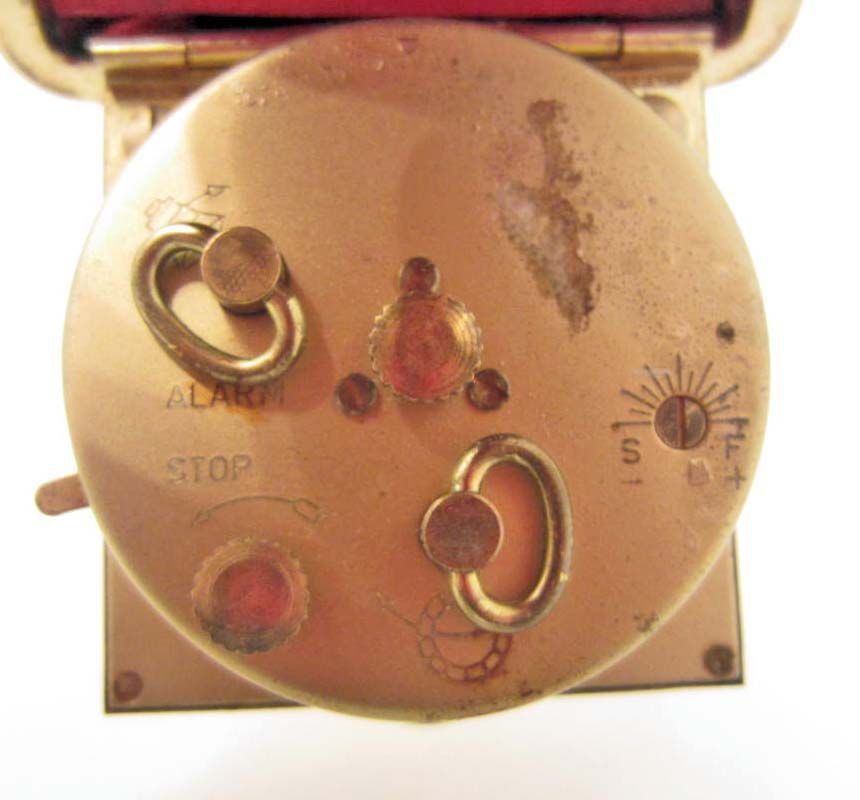 GERMAN NAZI 2 JEWELS TRAVEL ALARM CLOCK IN CASE