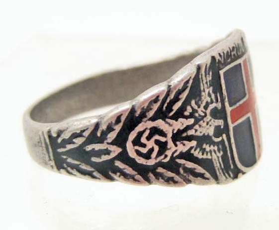 GERMAN NAZI VIKING NORDLAND ENAMELED RING