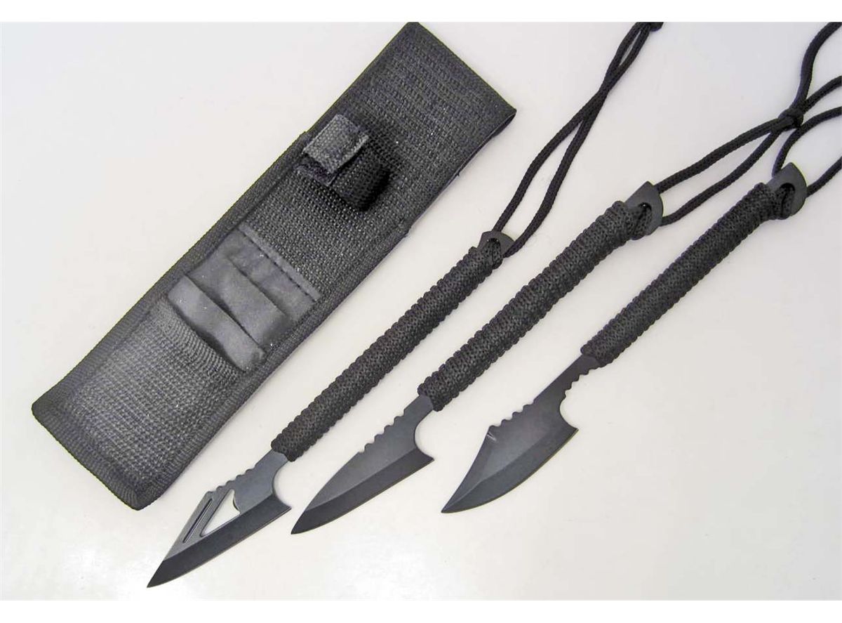 SURVIVAL HARPOON TRIPLE KNIFE SET W/ SHEATH