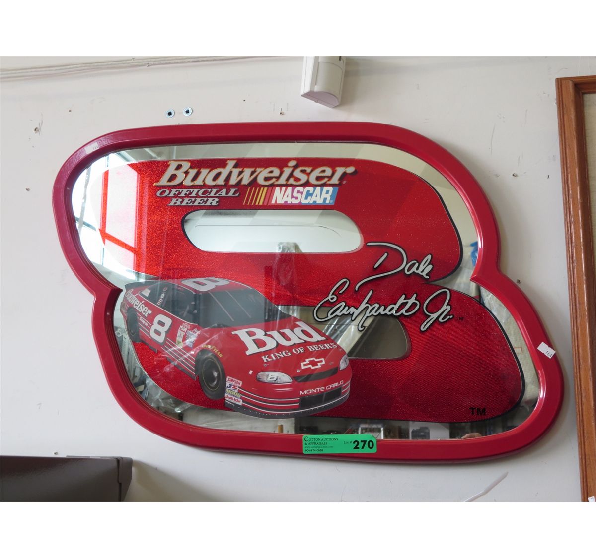 Mirrored Budweiser NASCAR sign