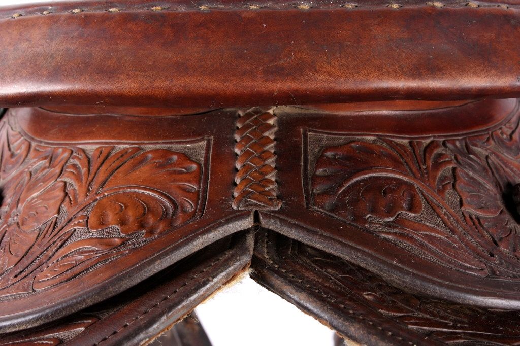 Joe Salas Saddle Reno, NV Floral Carved ca 1930