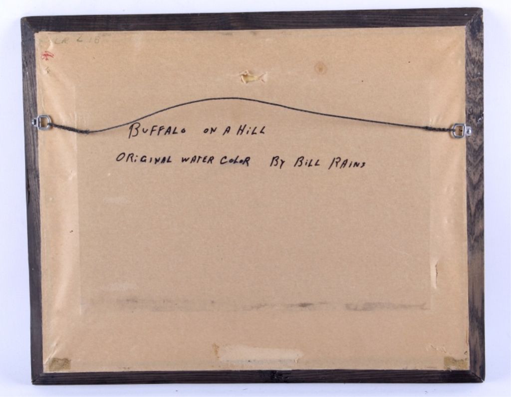 Buffalo on a Hill by William Rains Watercolor This