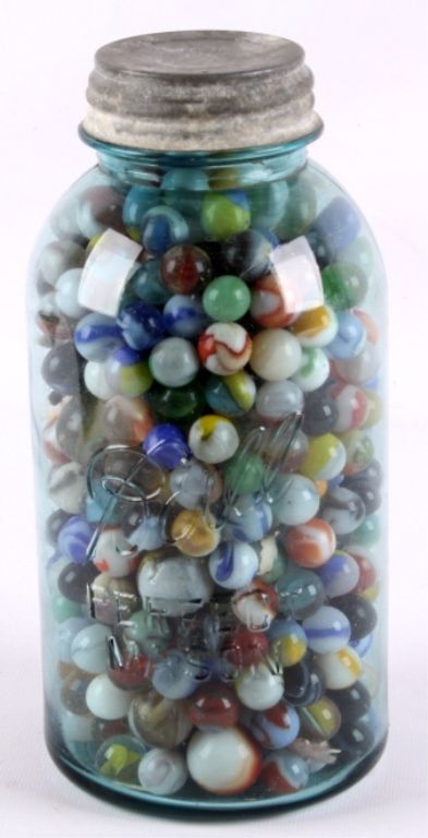 Mason Jar Full of Antique Marbles This lot feature