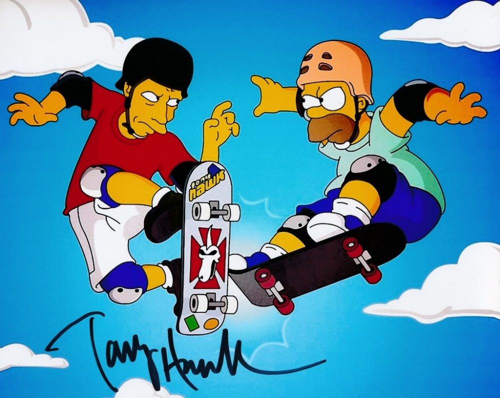 Tony Hawk Signed Simpsons 8x10 Photo (PA LOA)