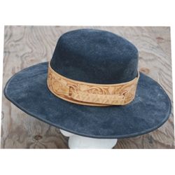 Amish made hat with tooled hat band