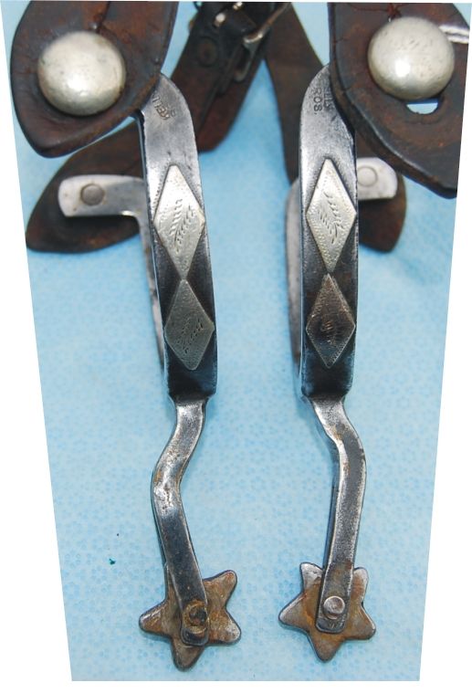 Kelly Bros overlaid diamond pattern spurs