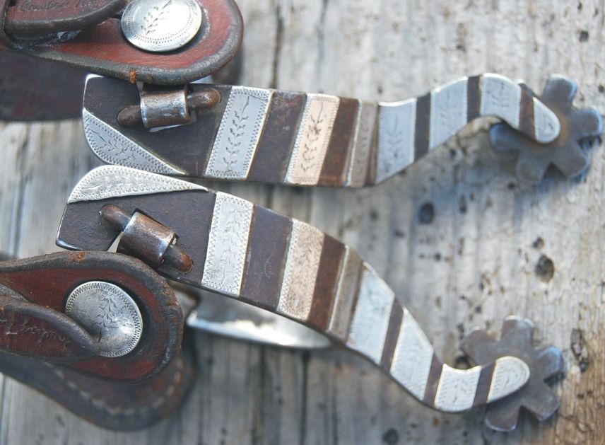 Texas style silver overlaid spurs #225