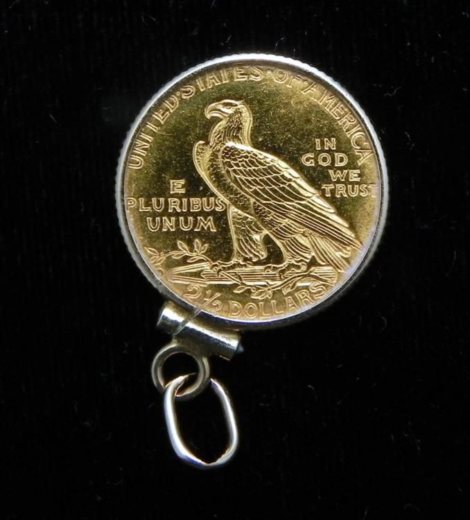 1925 2.5 Dollar Gold Coin with Gold Jewelry Holder