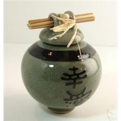 WISHING POT W/LID, GREEN - 48PCS - WCO1001G