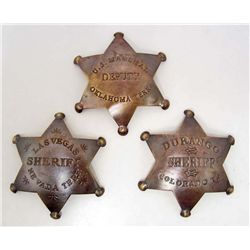 LOT OF 3 OLD WEST STYLE LAW BADGES