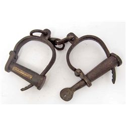 CAST IRON ALCATRAZ HANDCUFFS W/ TAG & KEY