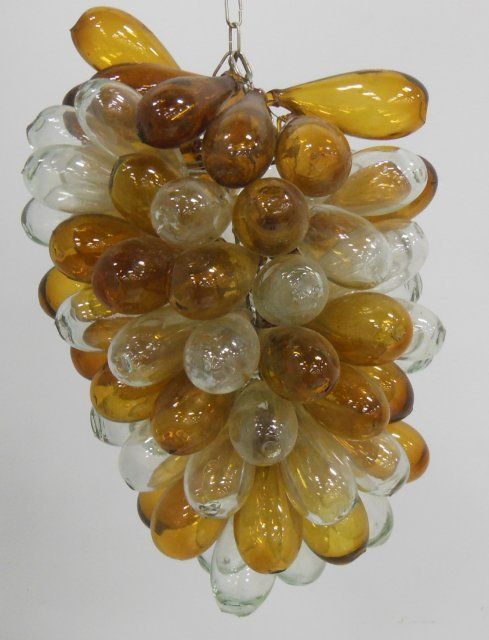 Hand blown hanging glass grape cluster