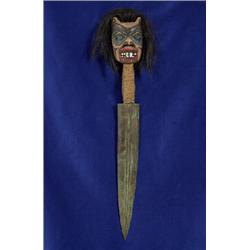 Tlingit Ceremonial Copper Dagger with Carved Beaver Handle Abalone ...