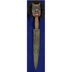 Tlingit Ceremonial Copper Dagger with Carved Beaver Handle Abalone ...