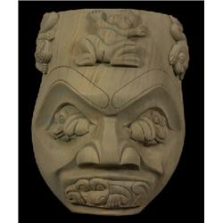 Coast Salish Carved Shaman and Frog Mask by Doug LaFortune 18" H. 14" W ...