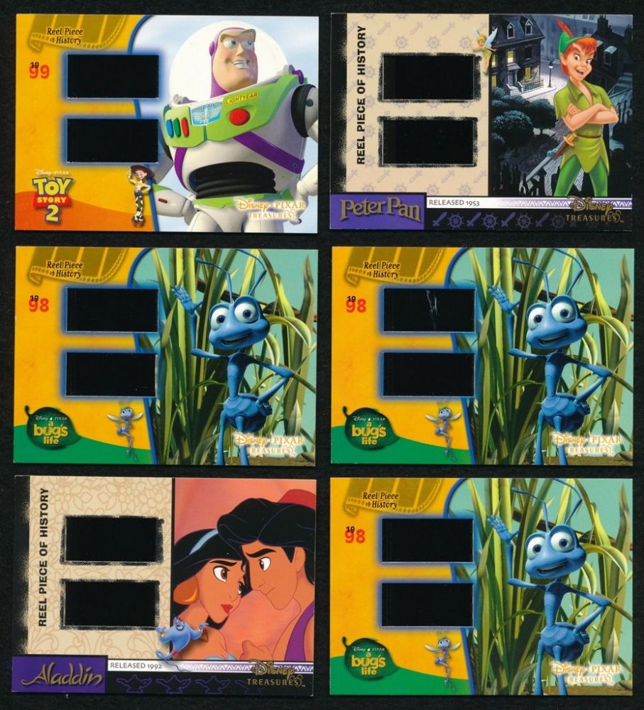Lot of (6) Disney & Pixar Treasures "Reel Pieces of History" Cards With ...