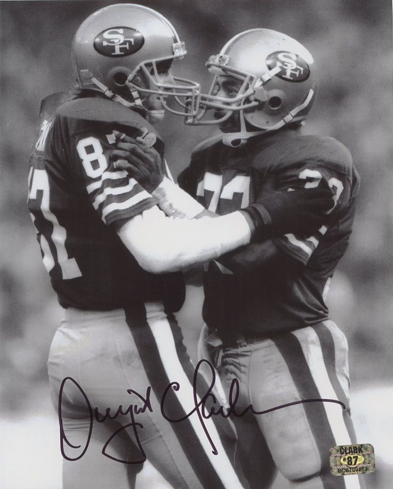 Dwight Clark Signed 49ers 8x10 Photo with Roger Craig (Clark Hologram)