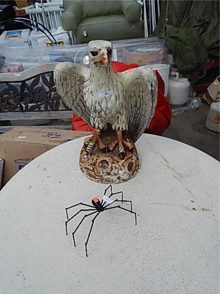 EAGLE STATUE AND SPIDER